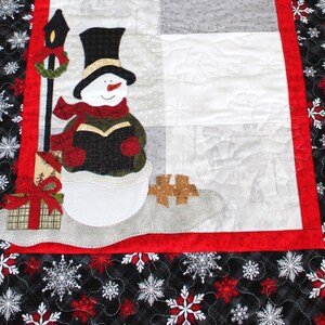 Christmas Table Runner, Snowman Caroling Applique, Flannel 24 1/2" X 48 ...