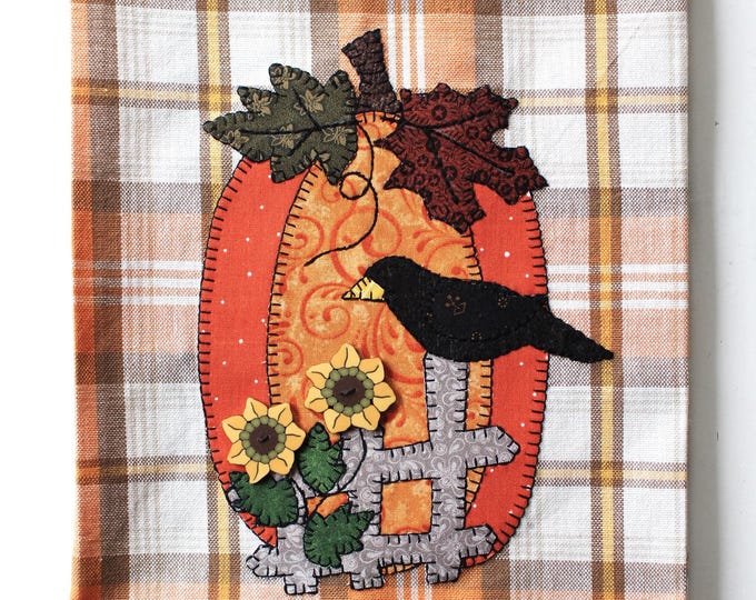 Pumpkin and Crow Applique Kitchen Towel - Etsy