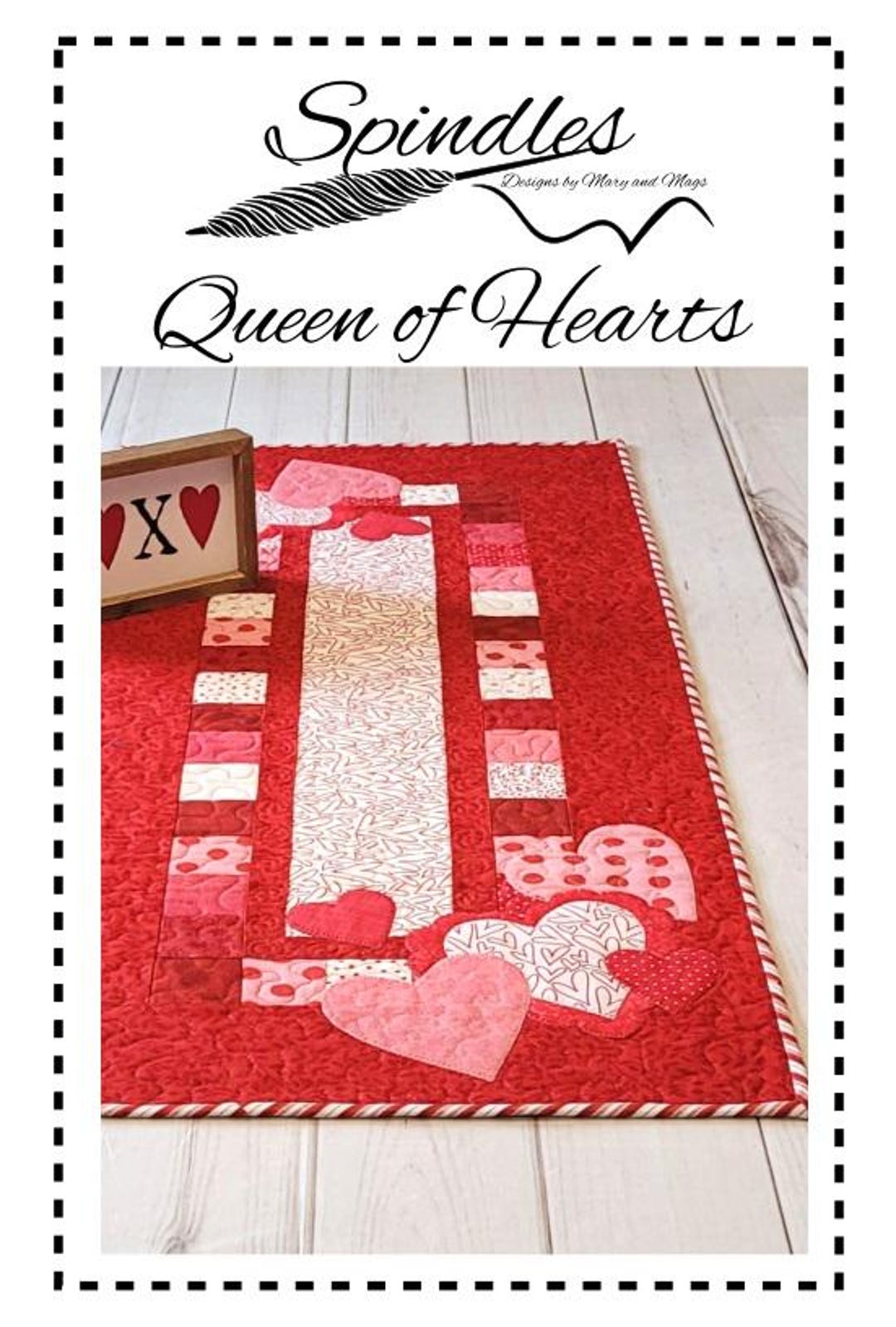Valentine Heart Quilted Table Runner Pattern, PDF File, Heart Applique ...