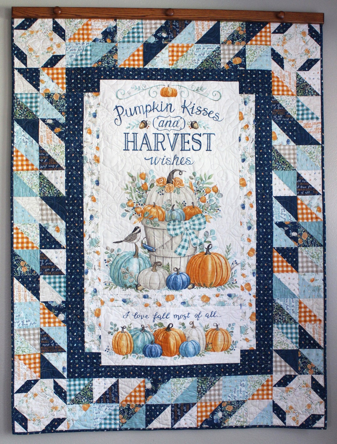 Quilted Wall Hanging Harvest Wishes Panel Quilt Fall Décor - Etsy