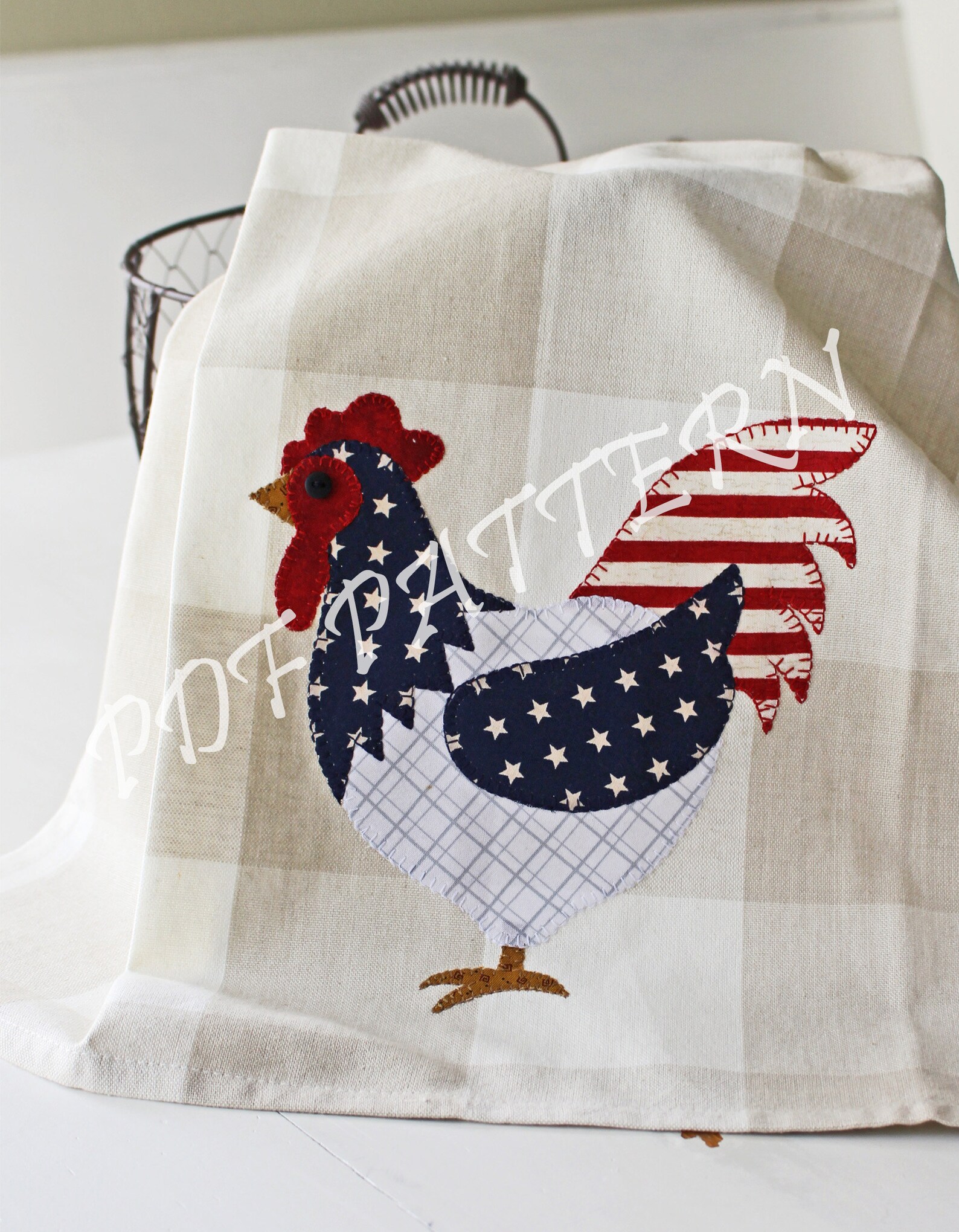 Tea Towel Pattern Patriotic Rooster Towel Pattern Applique - Etsy