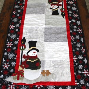 Christmas Table Runner, Snowman Caroling Applique, Flannel 24 1/2" X 48 ...