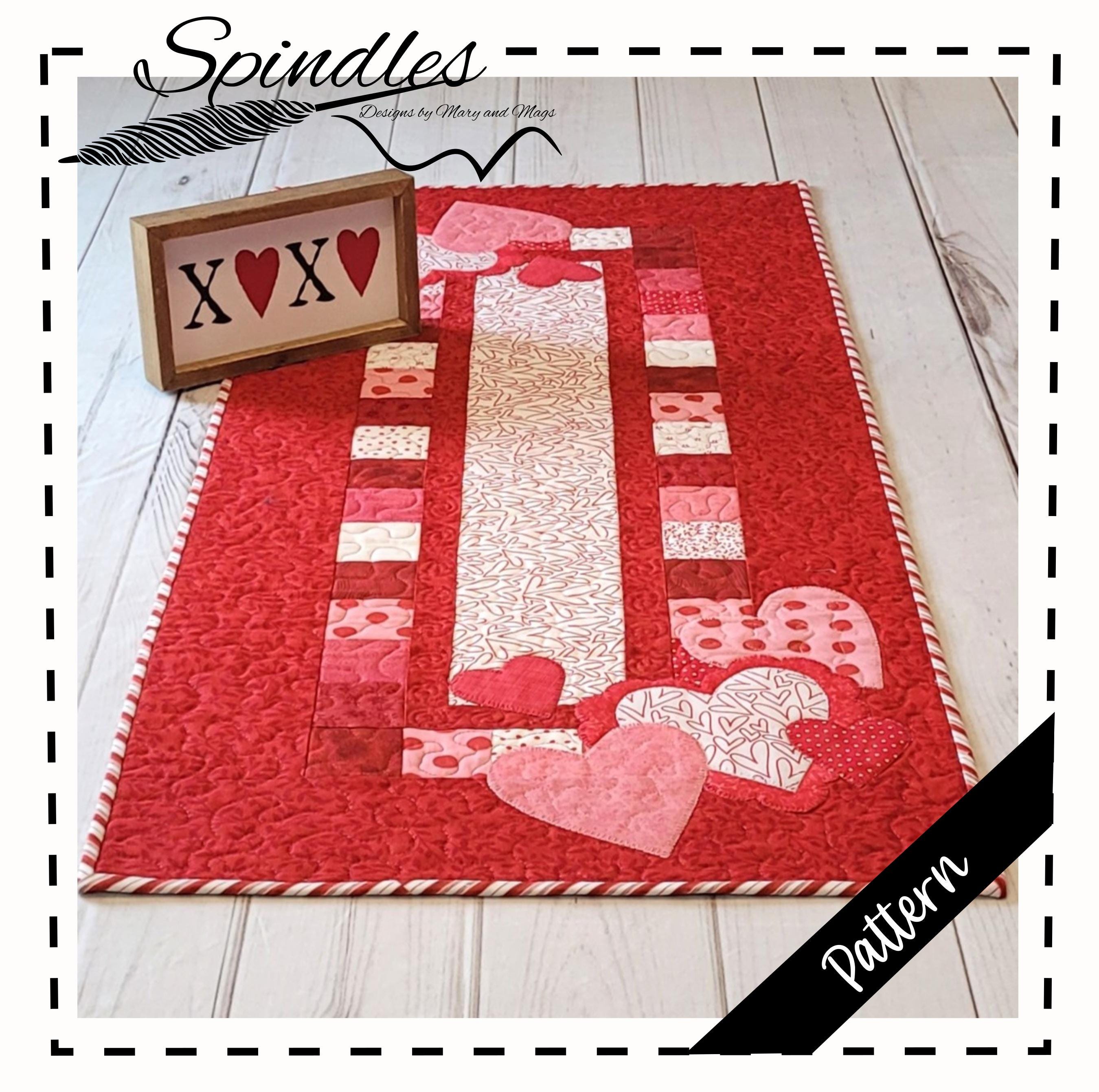 Valentine Heart Quilted Table Runner Pattern, PDF File, Heart Applique ...