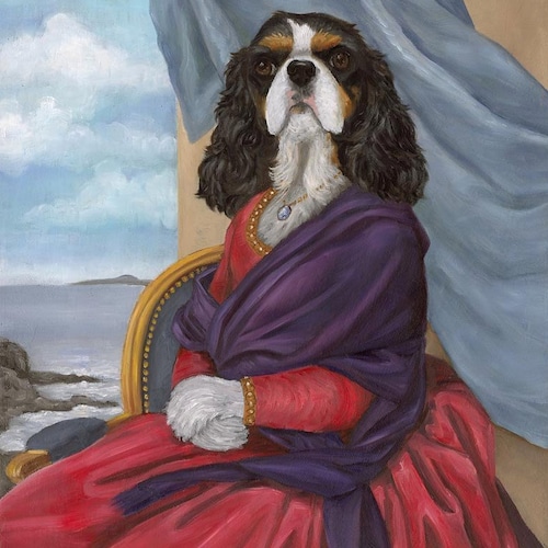 Tri Color Cavalier King Charles Spaniel Art CANVAS Print - Etsy