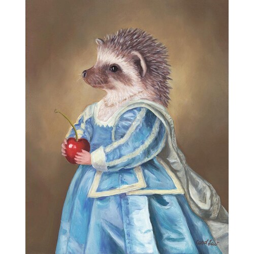 Hedgehog Portrait Prints Hedgehog in Clothes Mrs. Hedgehog | Etsy