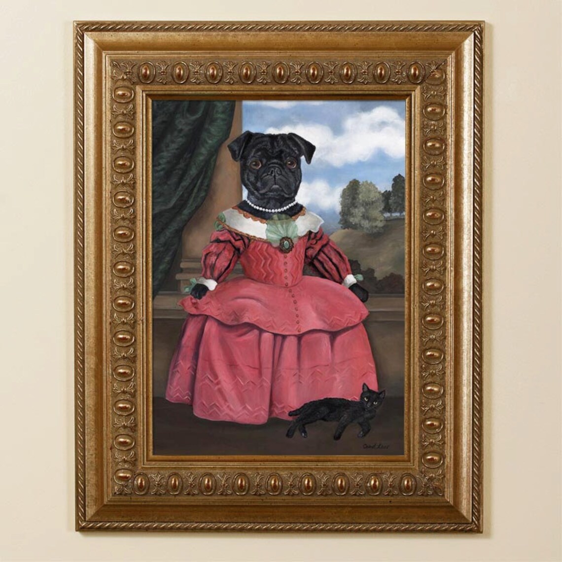 Black Pug Pug Art Print Anthropomorphic Nursery Animal | Etsy