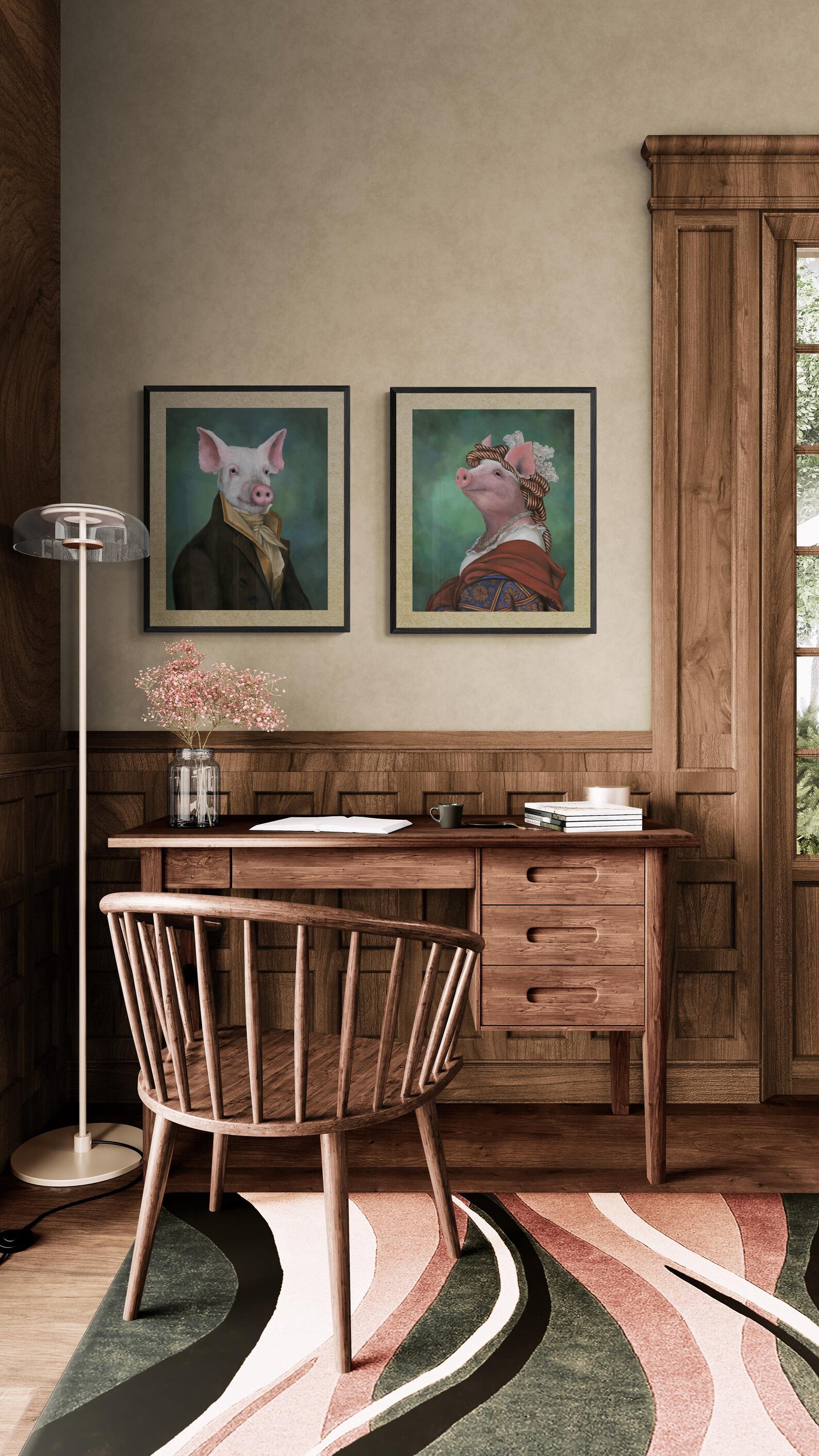 Lady Pig Canvas Print: Whimsical Barnyard Animal Portrait - Etsy