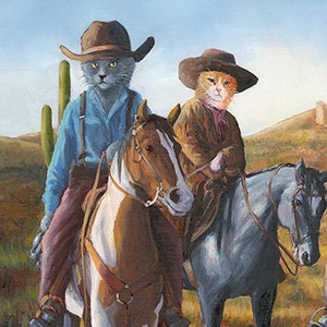 Cowboy Cats, Cowboy Art Print, Western Wall Art, Cat Decor, Cats in ...