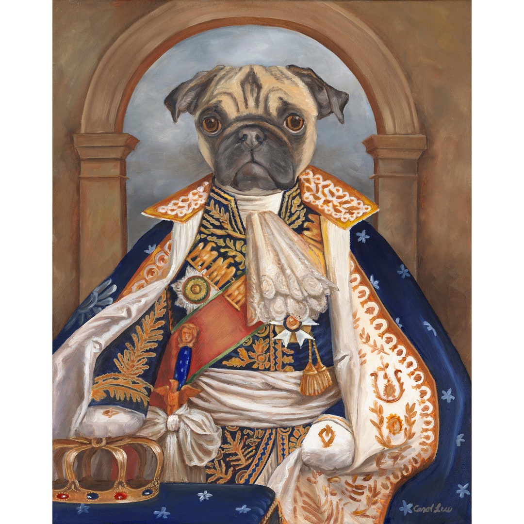 Pug, Print, Pug Decor, Dogs in Clothes, Whimsical Dog Art, Gag Gifts ...