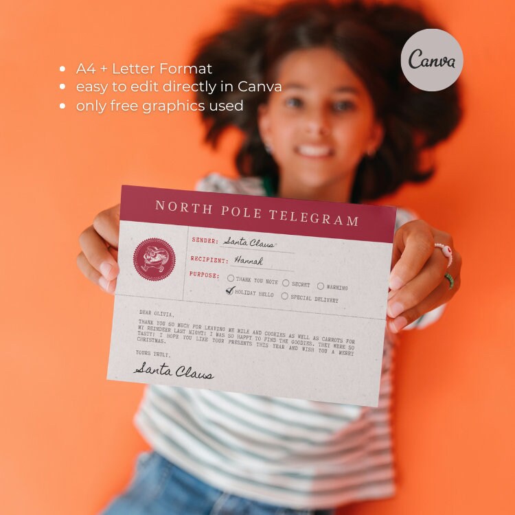 Editable Telegram Letter From Santa Claus Printable - Etsy UK