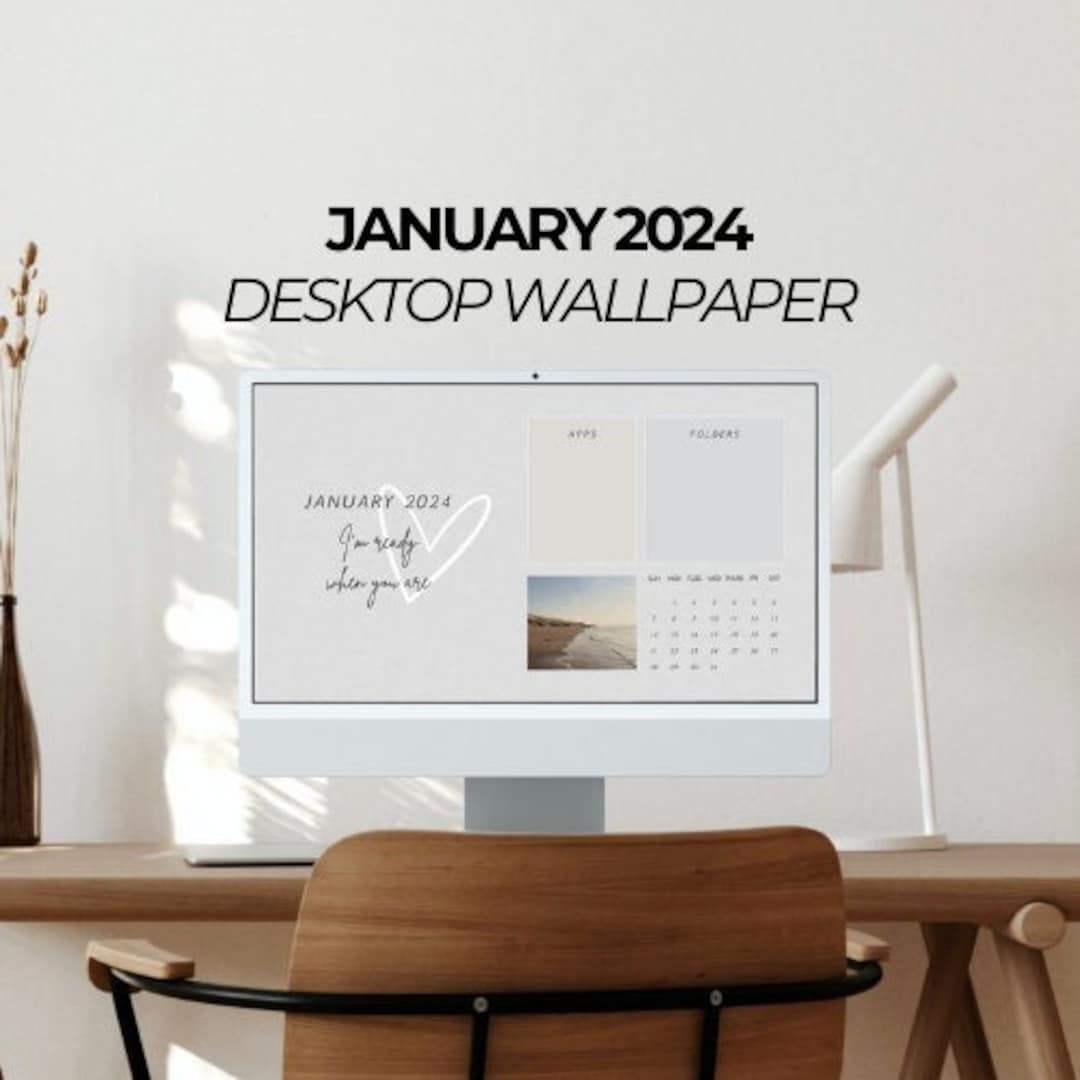 EDITABLE January 2024 Desktop Wallpaper, 2024 Calendar Organizer ...