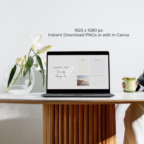 EDITABLE January 2024 Desktop Wallpaper, 2024 Calendar Organizer ...
