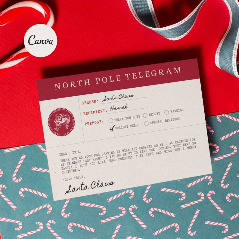 Editable Telegram Letter From Santa Claus | Printable Christmas Letter ...