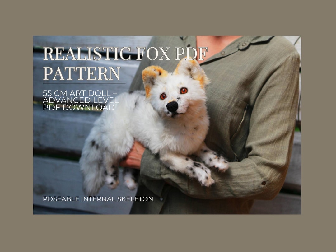 Realistic Fox Sewing Pattern PDF | Faux Taxidermy Plush With Skeleton ...