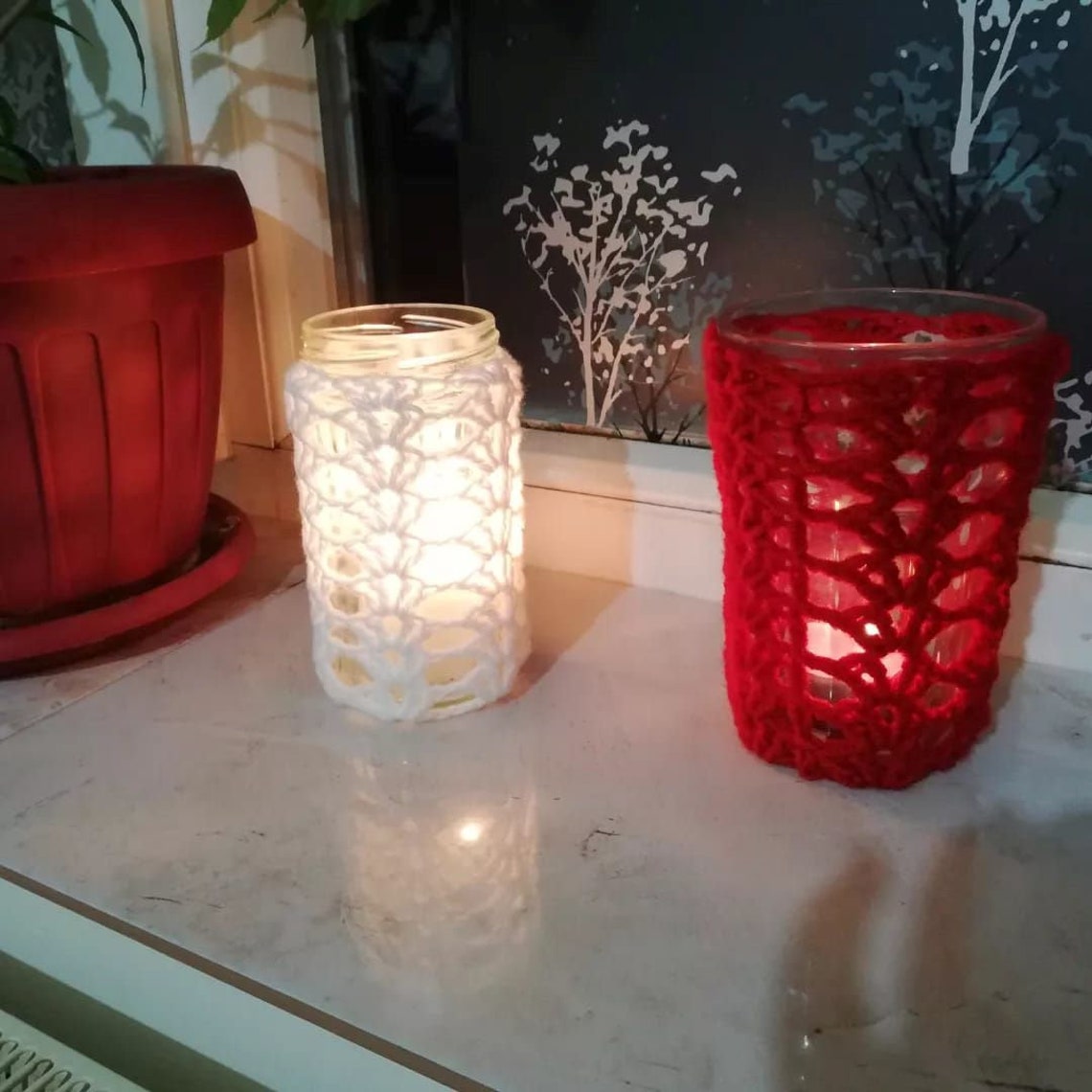Candle Jar or Water Glass Cover Pattern Jar Cover Pattern - Etsy
