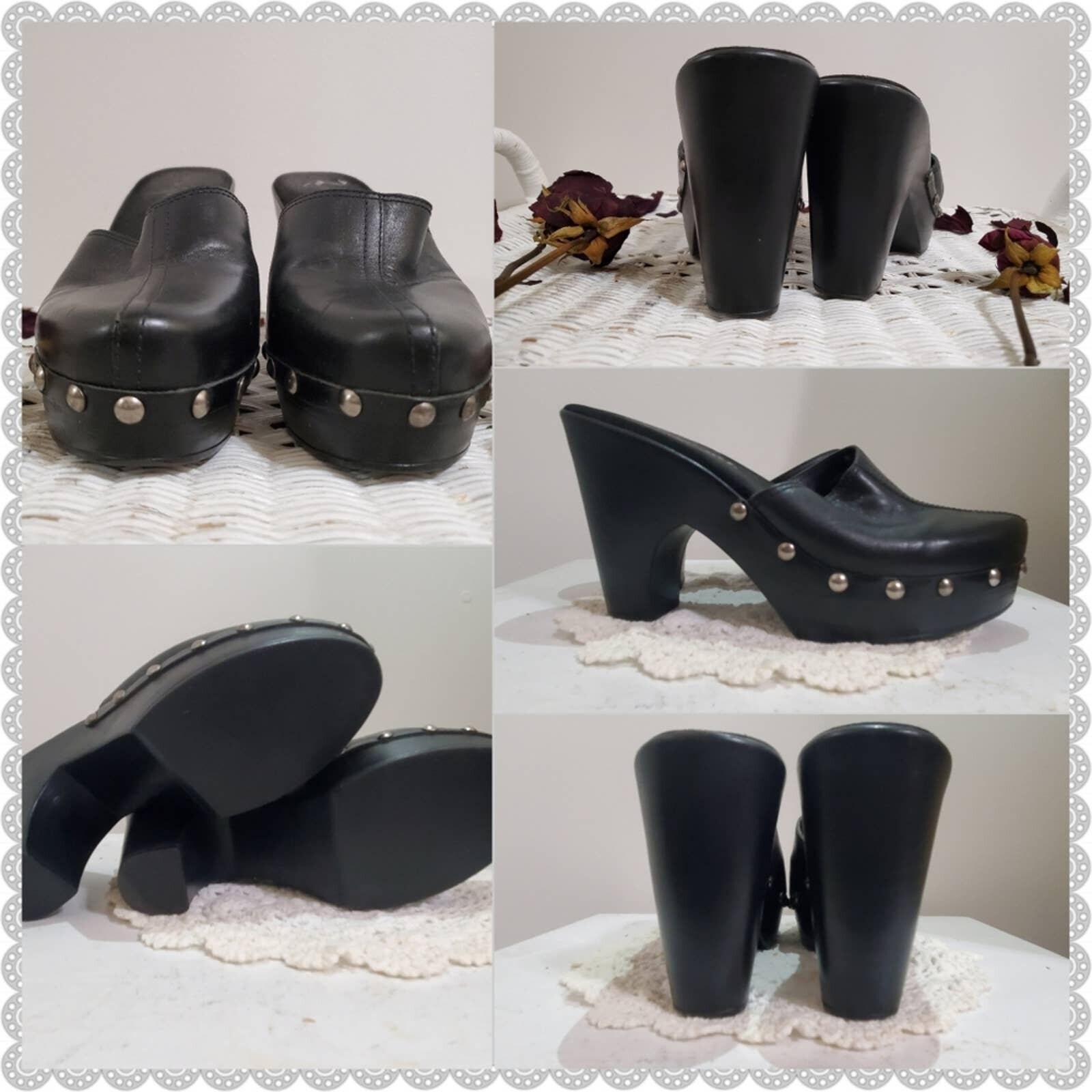 Vintage Black Studded Clogs Biker Moto Goth Grunge Platform - Etsy