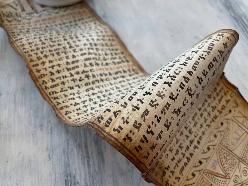 Antique Ethiopian Magic Prayer Scroll : Ethiopia African Ge'ez ...