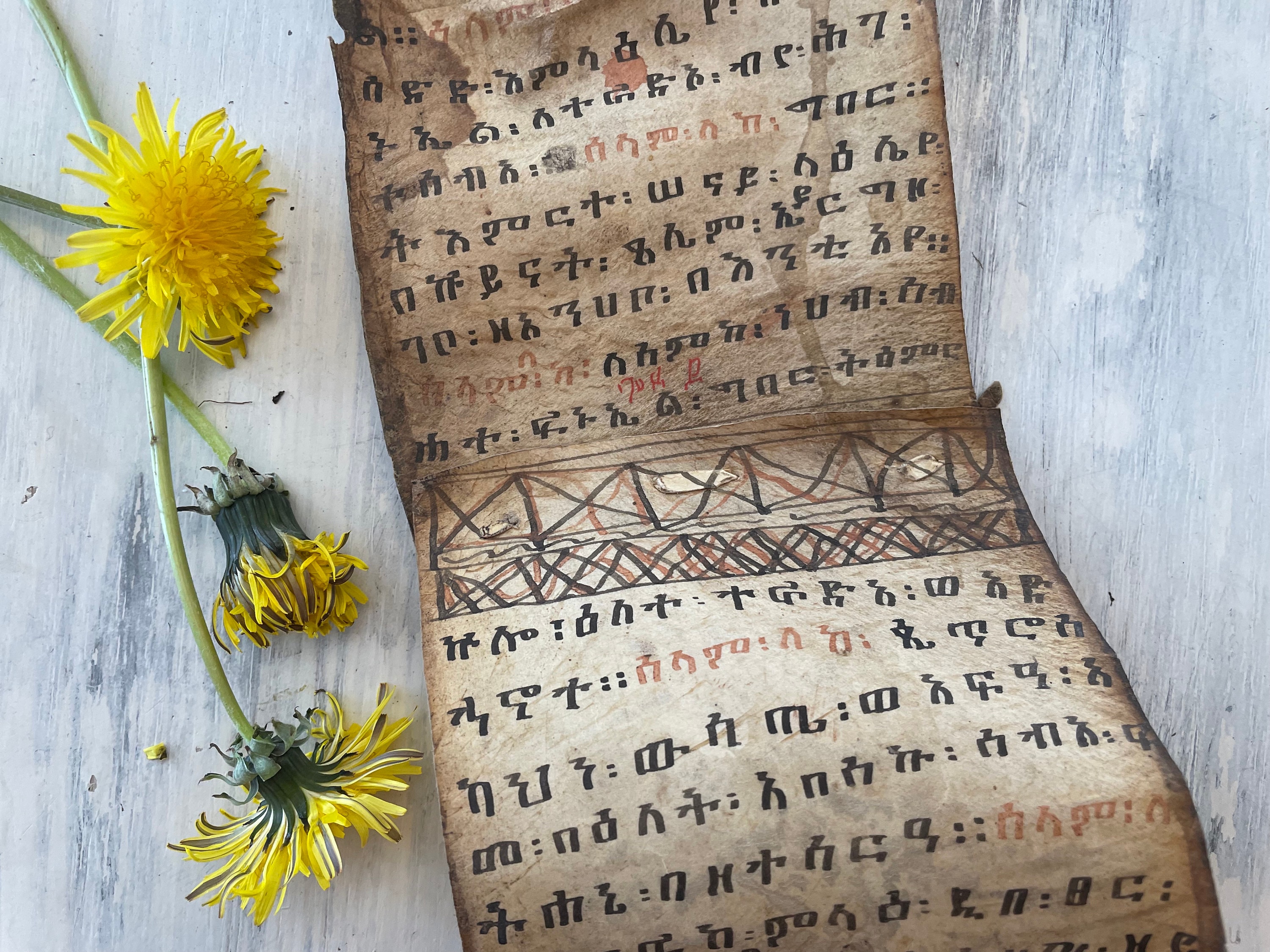 Antique Ethiopian Magic Prayer Scroll : Ethiopia African Ge'ez ...