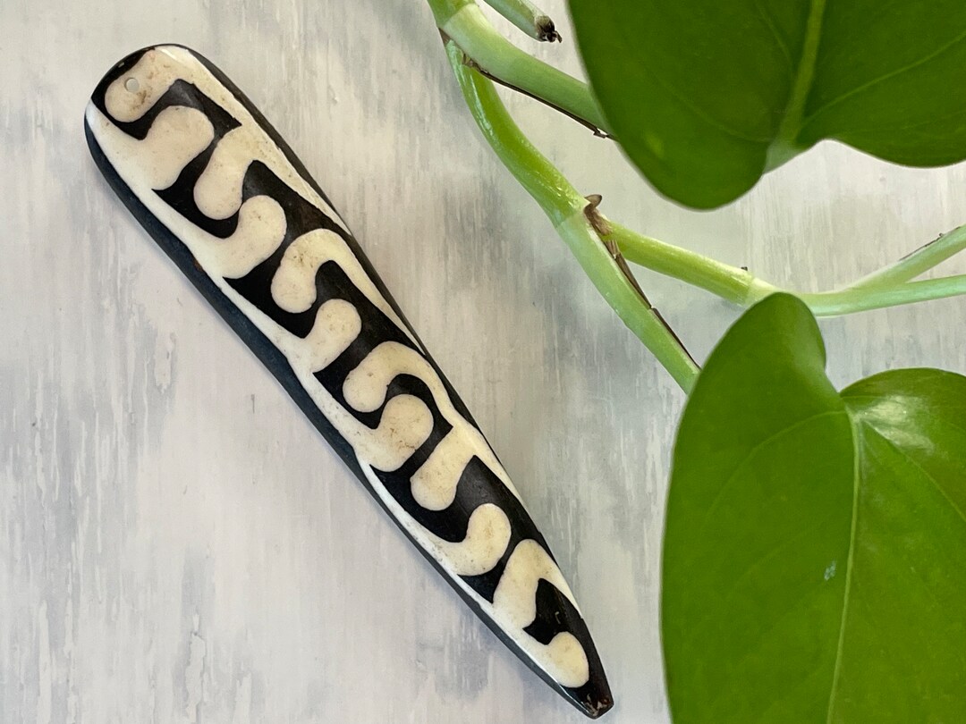 Long African Batik Bone Pendant : African Tribal Jewelry Beads - Etsy