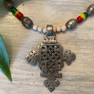 Ethiopian Metal Orthodox Coptic Cross Rasta Beaded Necklace : Ethiopia ...