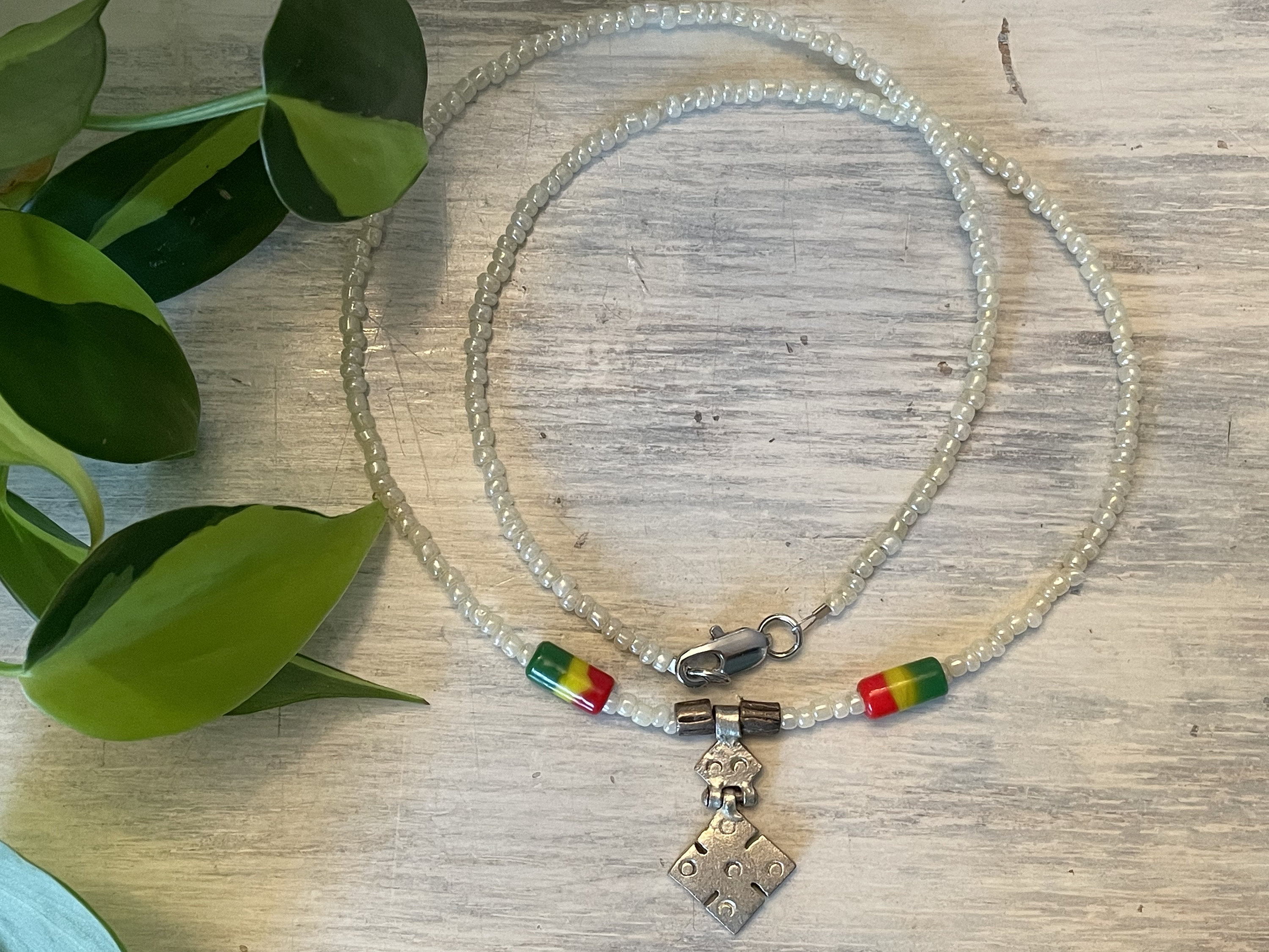 Ethiopian Metal Orthodox Coptic Cross Rasta Beaded Necklace : Ethiopia ...