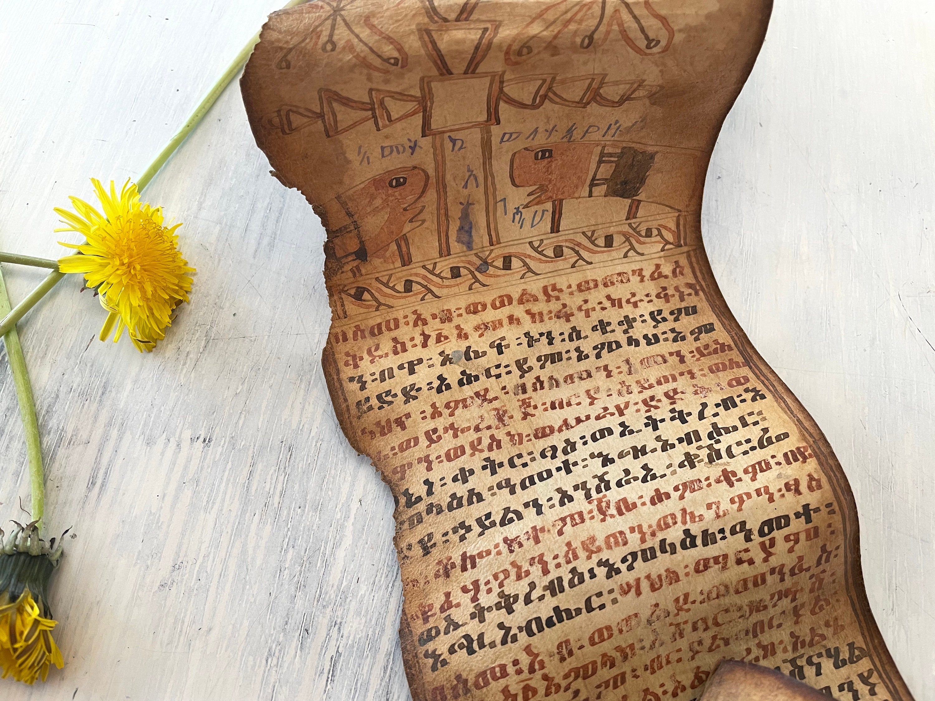 Antique Ethiopian Magic Prayer Scroll : Ethiopia African Ge'ez ...