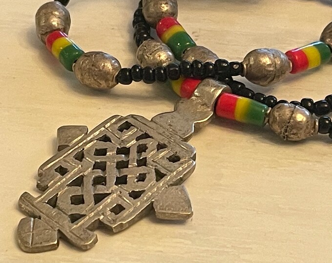 Ethiopian Metal Orthodox Coptic Cross Rasta Beaded Necklace : Ethiopia ...