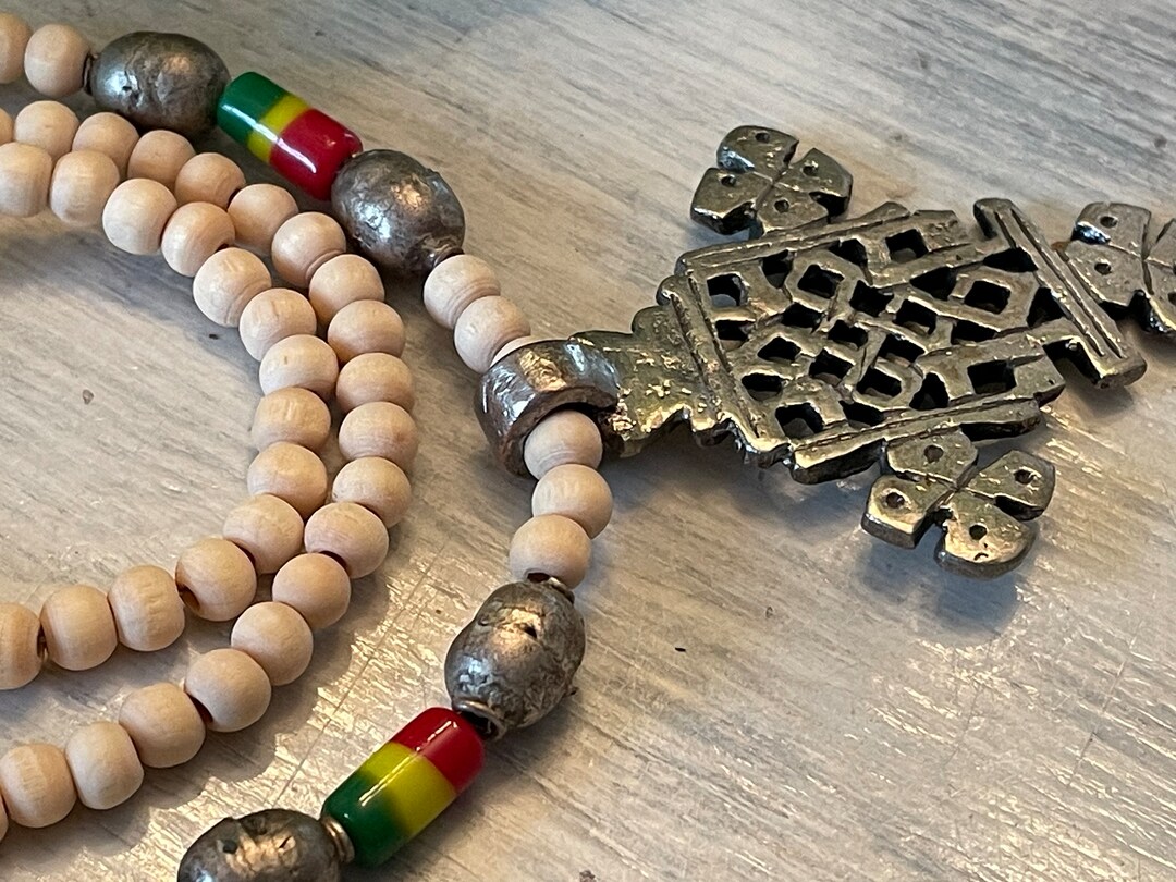 Ethiopian Metal Orthodox Coptic Cross Rasta Beaded Necklace : Ethiopia ...