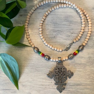 Ethiopian Metal Orthodox Coptic Cross Rasta Beaded Necklace : Ethiopia ...