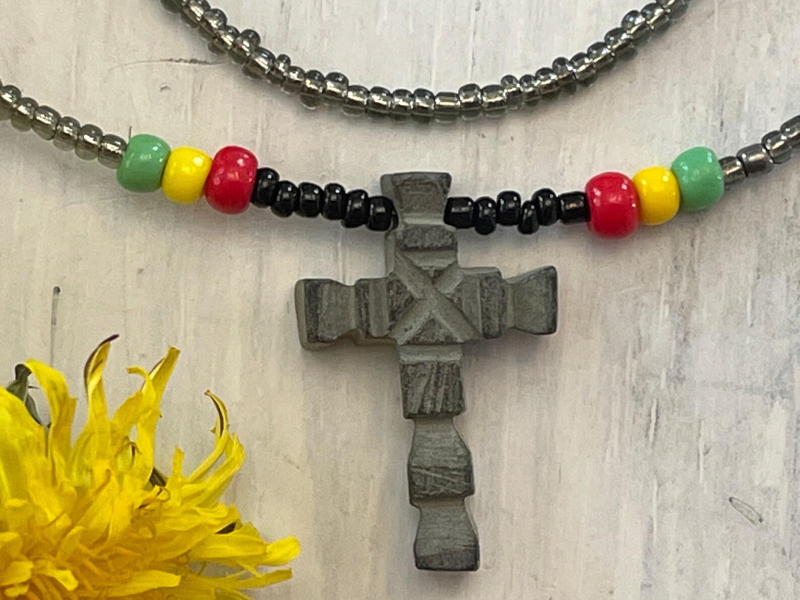 Ethiopian Stone Orthodox Coptic Cross Rasta Beaded Necklace : - Etsy