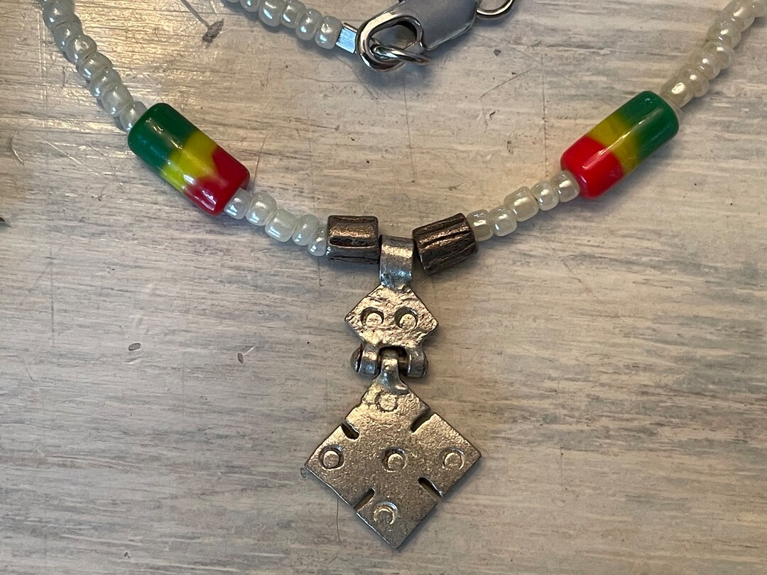 Ethiopian Metal Orthodox Coptic Cross Rasta Beaded Necklace : Ethiopia ...