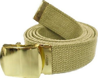 Black Belt & Gold Buckle 100% Cotton Military 54" Long Web Belt - Etsy