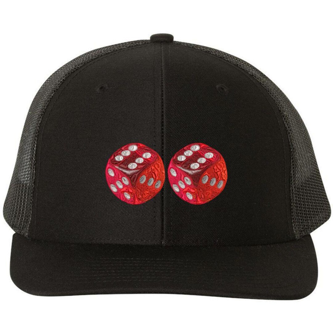 Dice Embroidered Trucker Hat Breathable Mesh Back Gambling Winners ...
