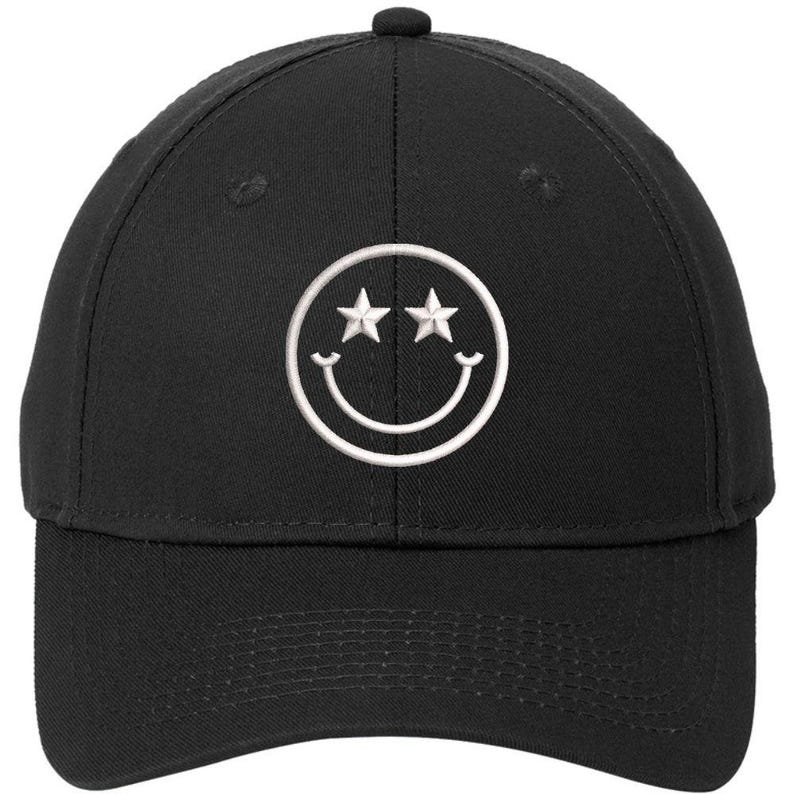 Smiley Face With Star Eyes Emojis Embroidered Baseball Cap Structured ...