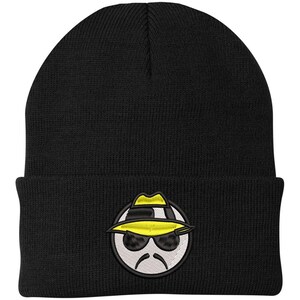 Angry Gangster Emoji Face Embroidered Beanie Funny Furious Grumpy ...