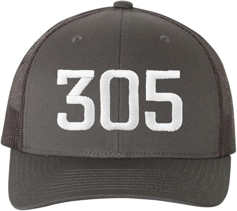 Miami 305 Old English Snapback Hat | FL Area Code 6 Panel Trucker Mesh ...