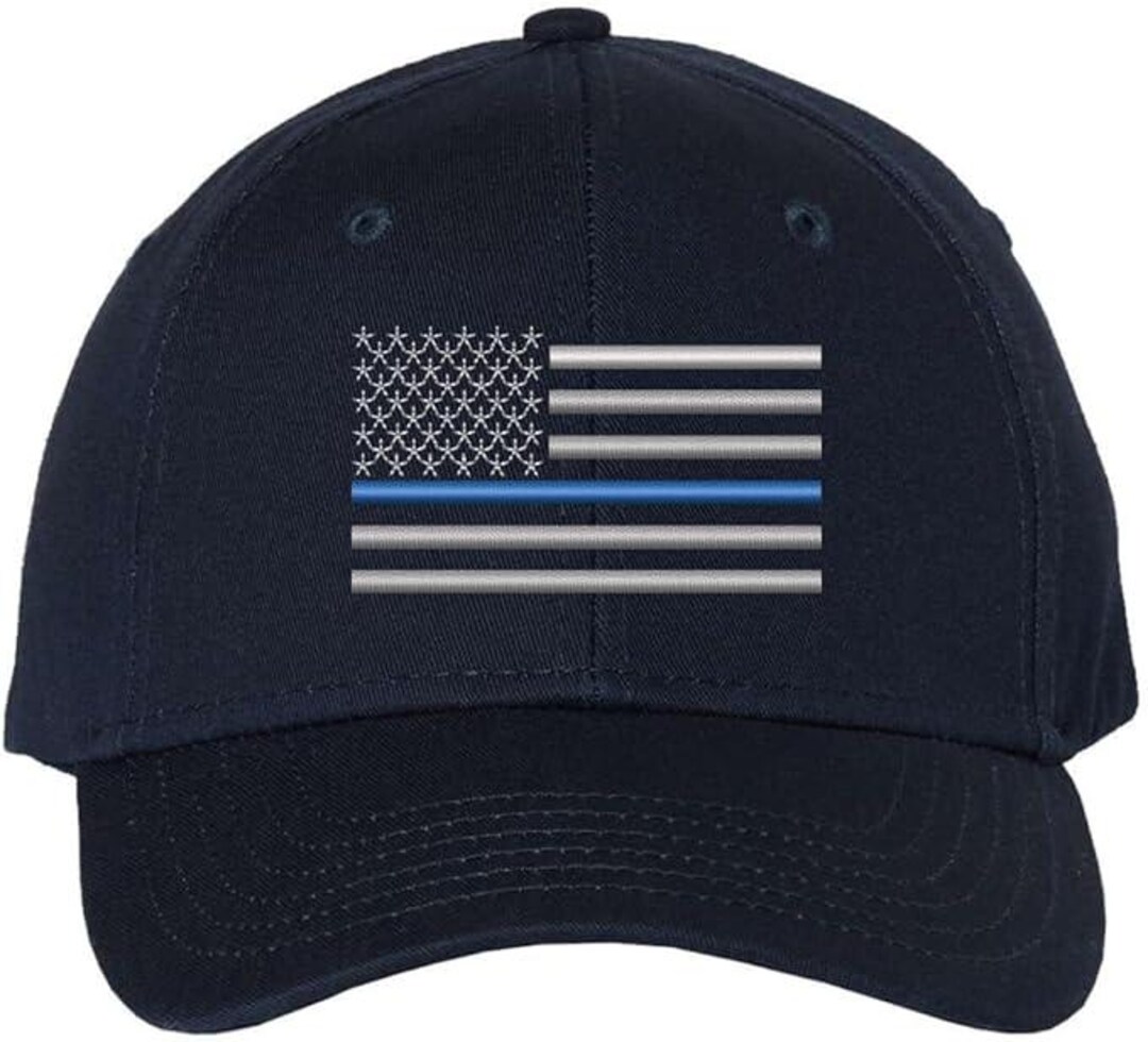 Thin Blue Line USA Flag Hat American Flag Flex FIT Fitted Baseball Cap ...