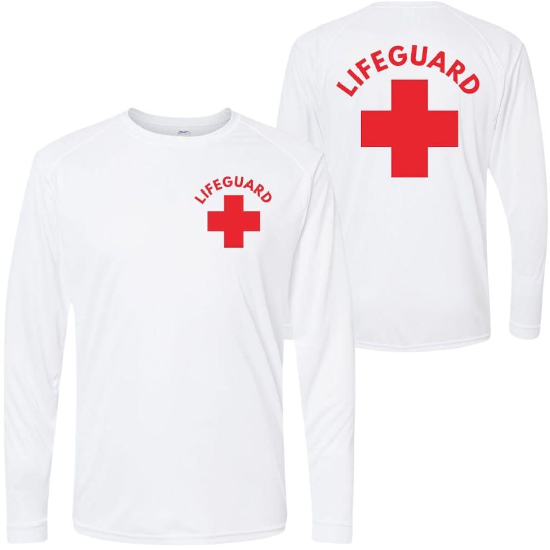 Lifeguard + Long Sleeve 100% Polyester T-shirt Moisture Wicking UPF 50 ...