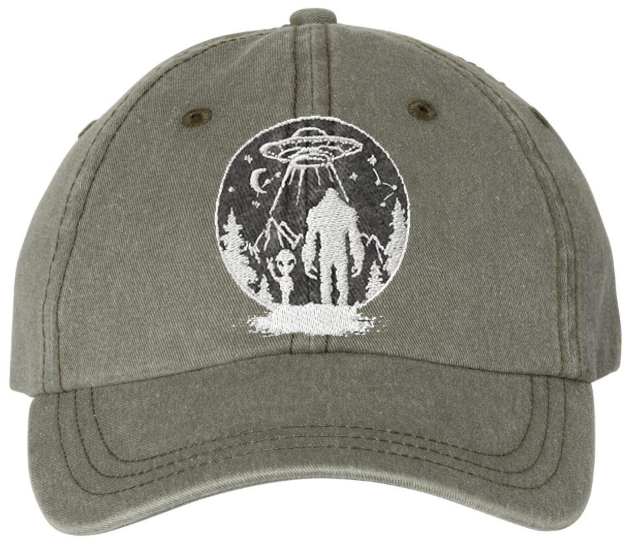 UFO Alien Big Foot Hats Embroidered Baseball Cap | Funny Graphic ...