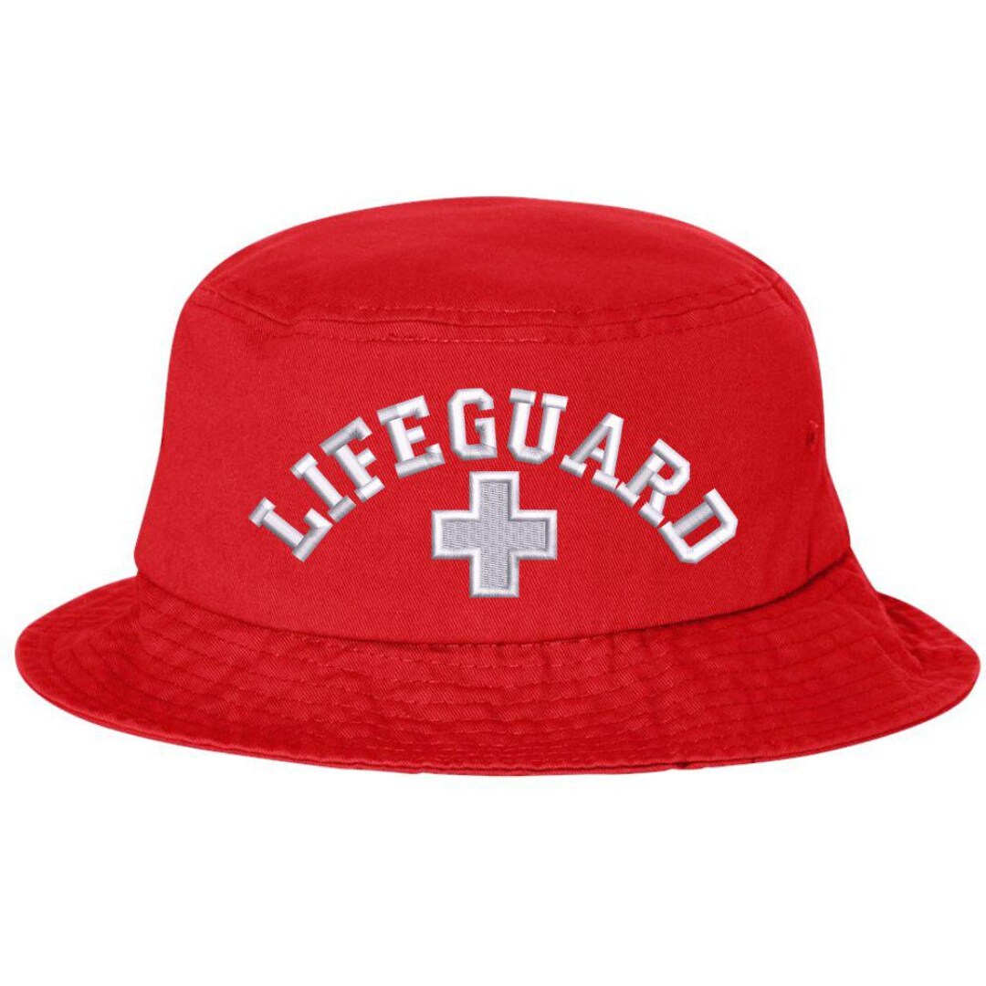 Red Lifeguard + Bucket Hat | Professional Lifeguard Uniform Safety Cap ...
