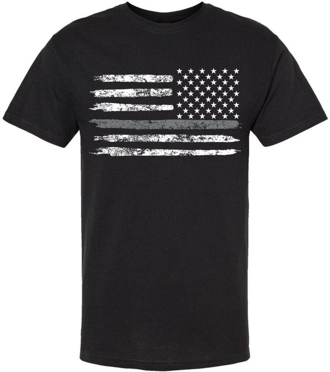 USA Thin Line Distressed Flipped American Flag Printed T-shirt ...