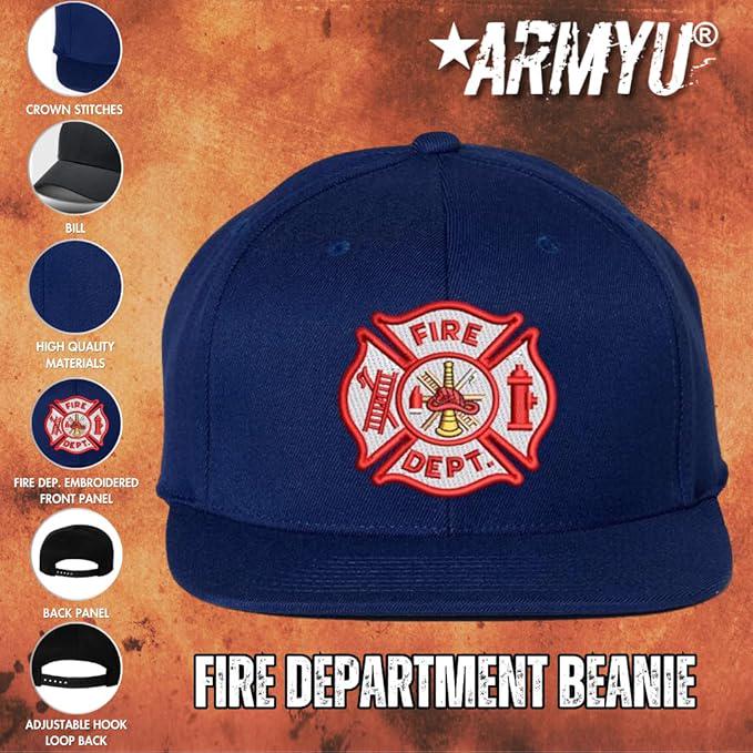 Fire Department Logo Snapback Hat | Adjustable Flat Bill Cap for Fire ...