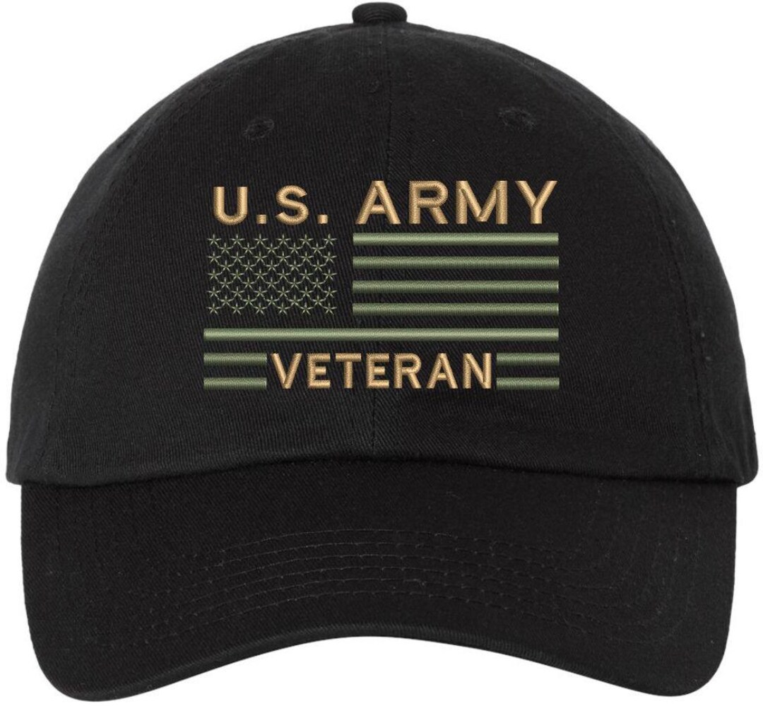 US Army Veteran USA Flag Embroidered Dad Hat Unstructured USA Army ...