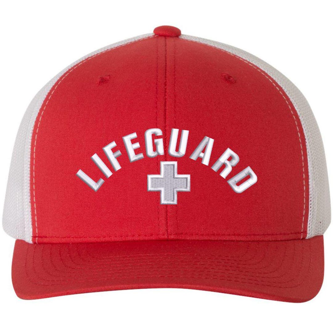 Red/white Lifeguard Trucker Hat Mesh Back Snapback Adjustable ...