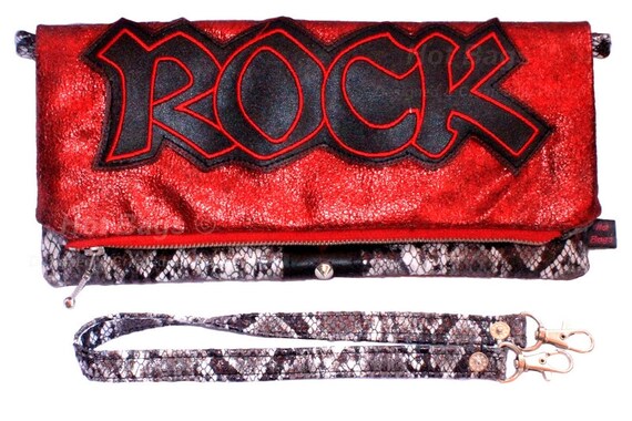 Items similar to Hot Bags Foldover Clutchbag - ROCK CHIC on Etsy
