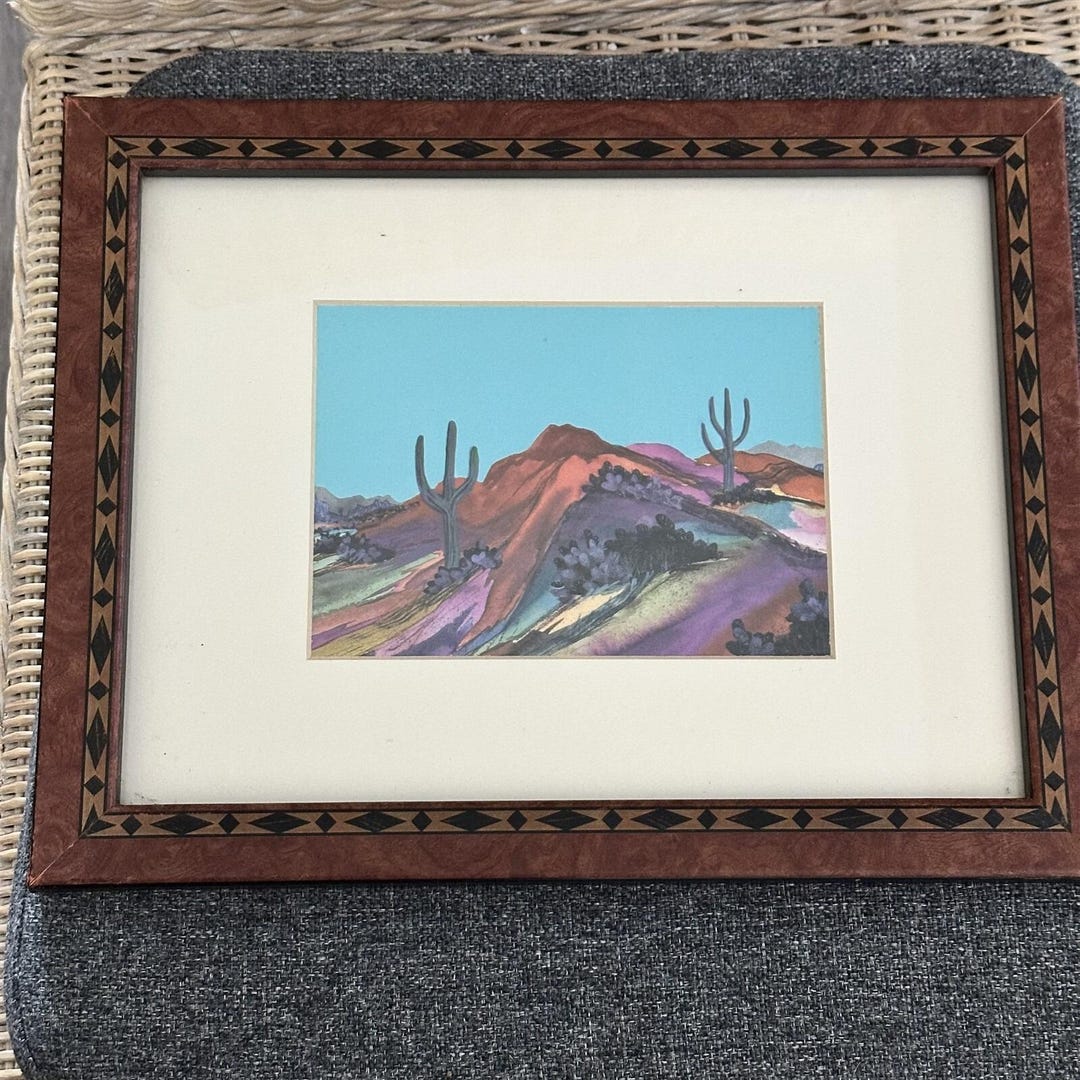Ann Hart Davis Print Desert Landscape Cactus Cacti Southwestern Matted ...