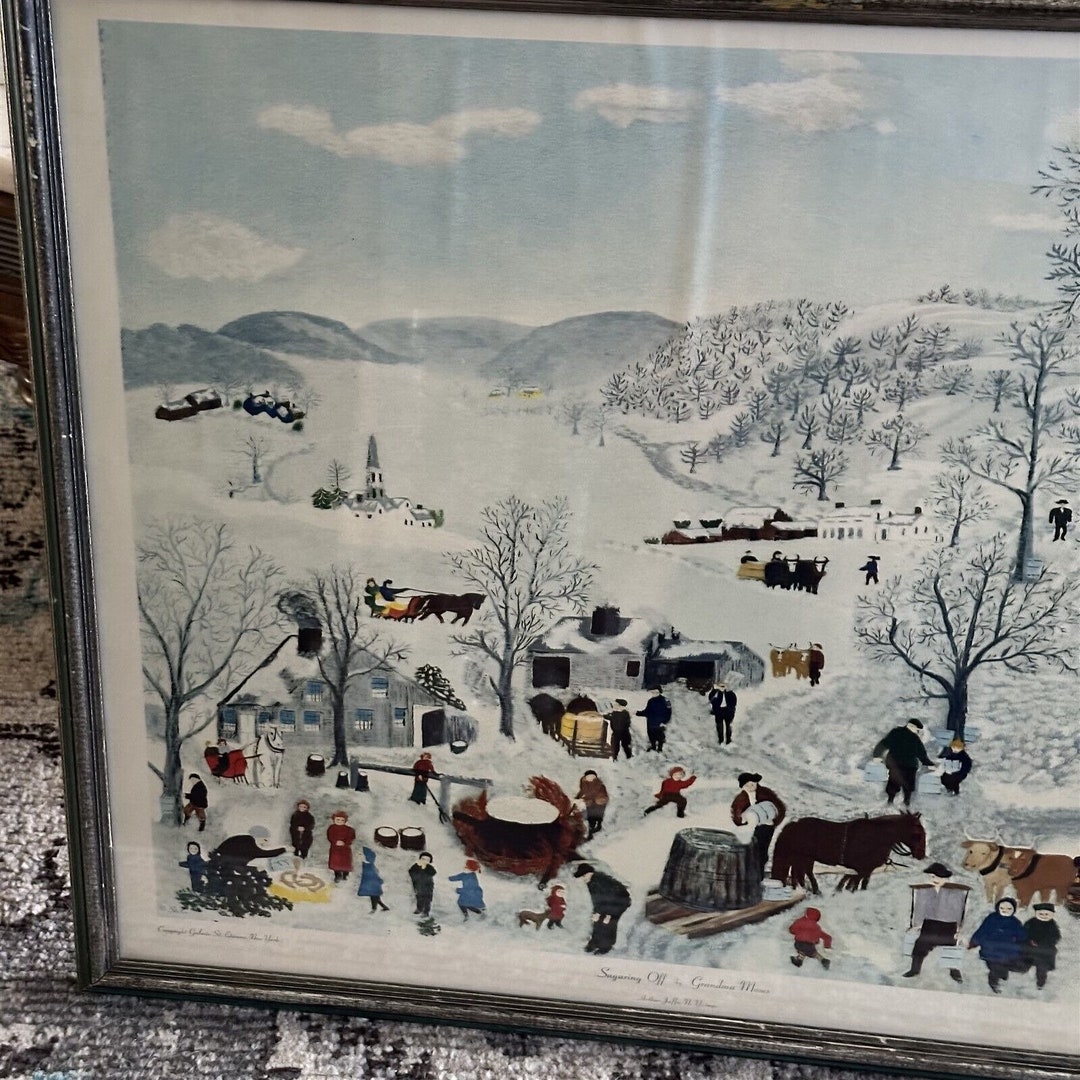 Vintage Grandma Moses Framed Print Sugaring off Folk Art Americana - Etsy