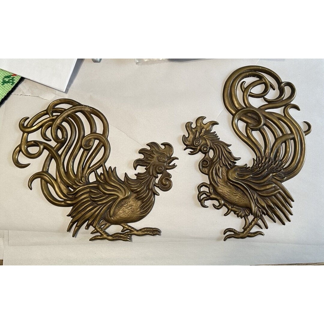 VERMAY USA Vintage Cast Iron Metal Fighting Rooster Plaque Wall ...