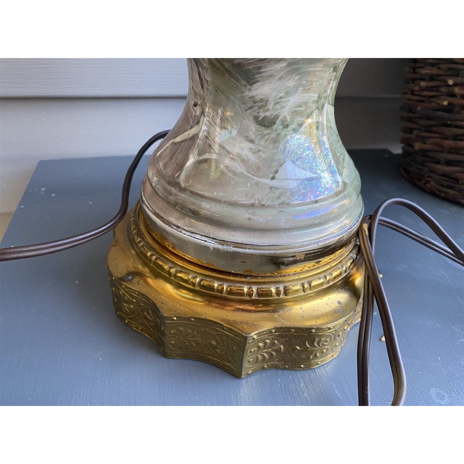 Vintage Victorian Couple Urn Style Table Lamp Swan Handles Green ...