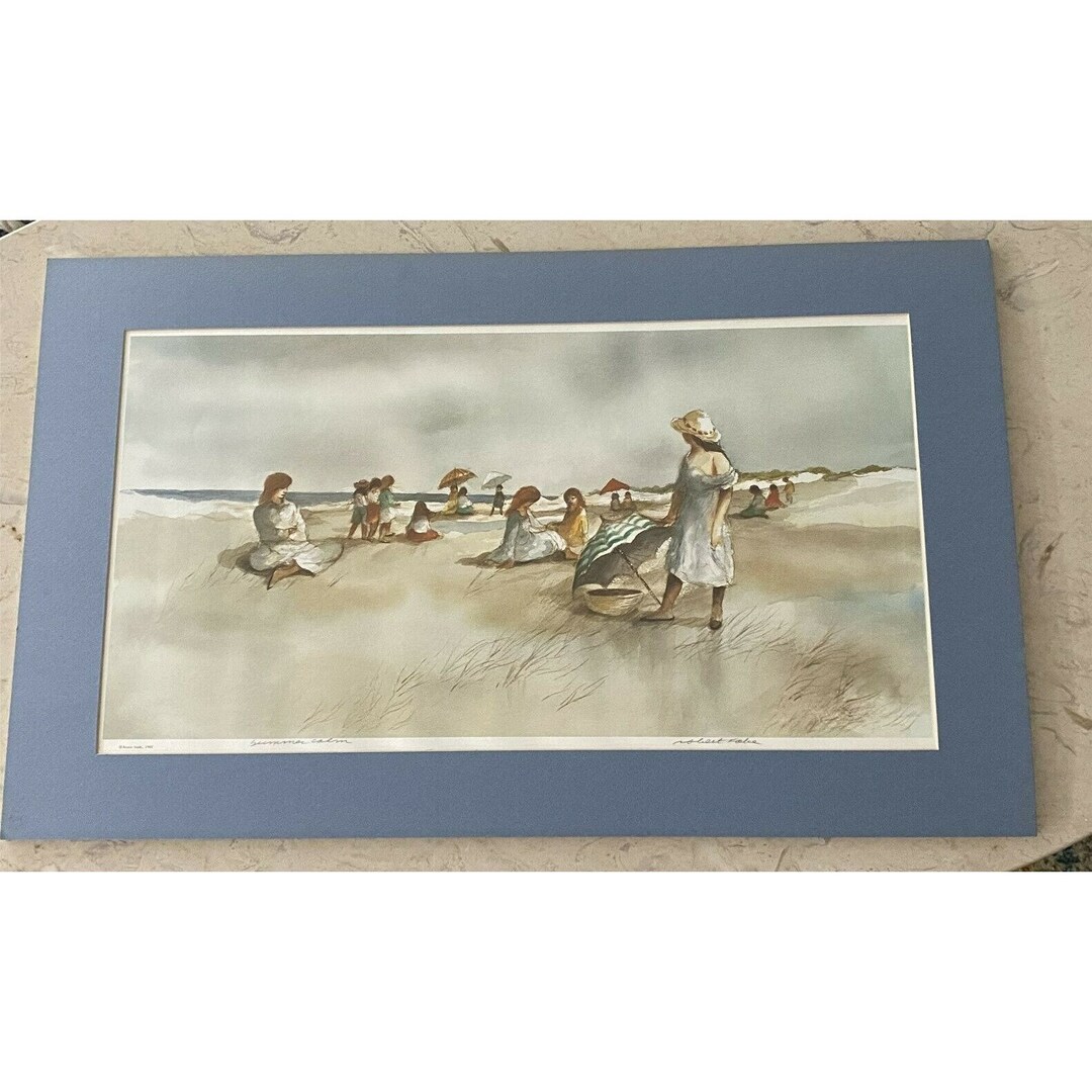 Vintage Robert Fabe Print Summer Calm Beach Day Matted 18 X 30 - Etsy